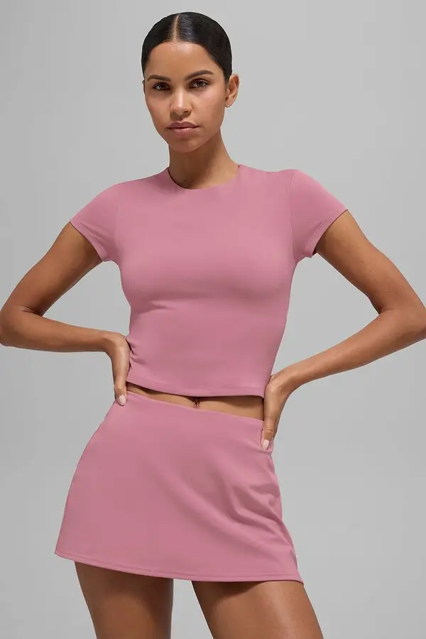 Alo Yoga Softsculpt Precision Short Sleeve Top In Pink Wild Rose